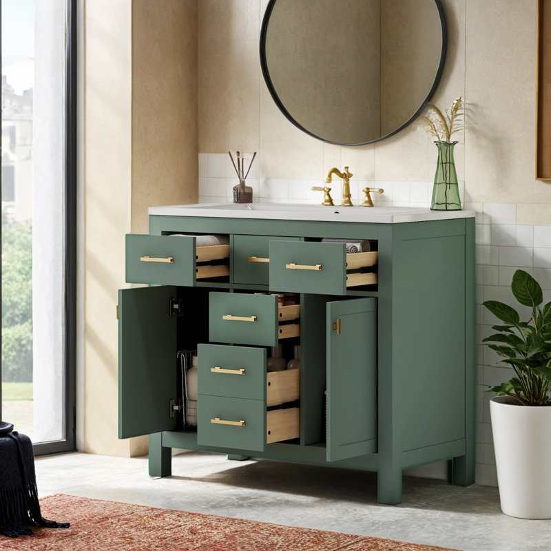 Ebern Designs Soniah 36'' Single Bathroom Vanity with Ceramic Top ...