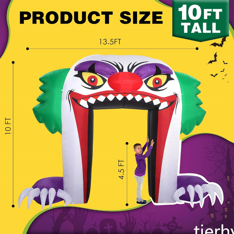 The Holiday Aisle® Halloween Inflatables Clown Archway Outdoor ...