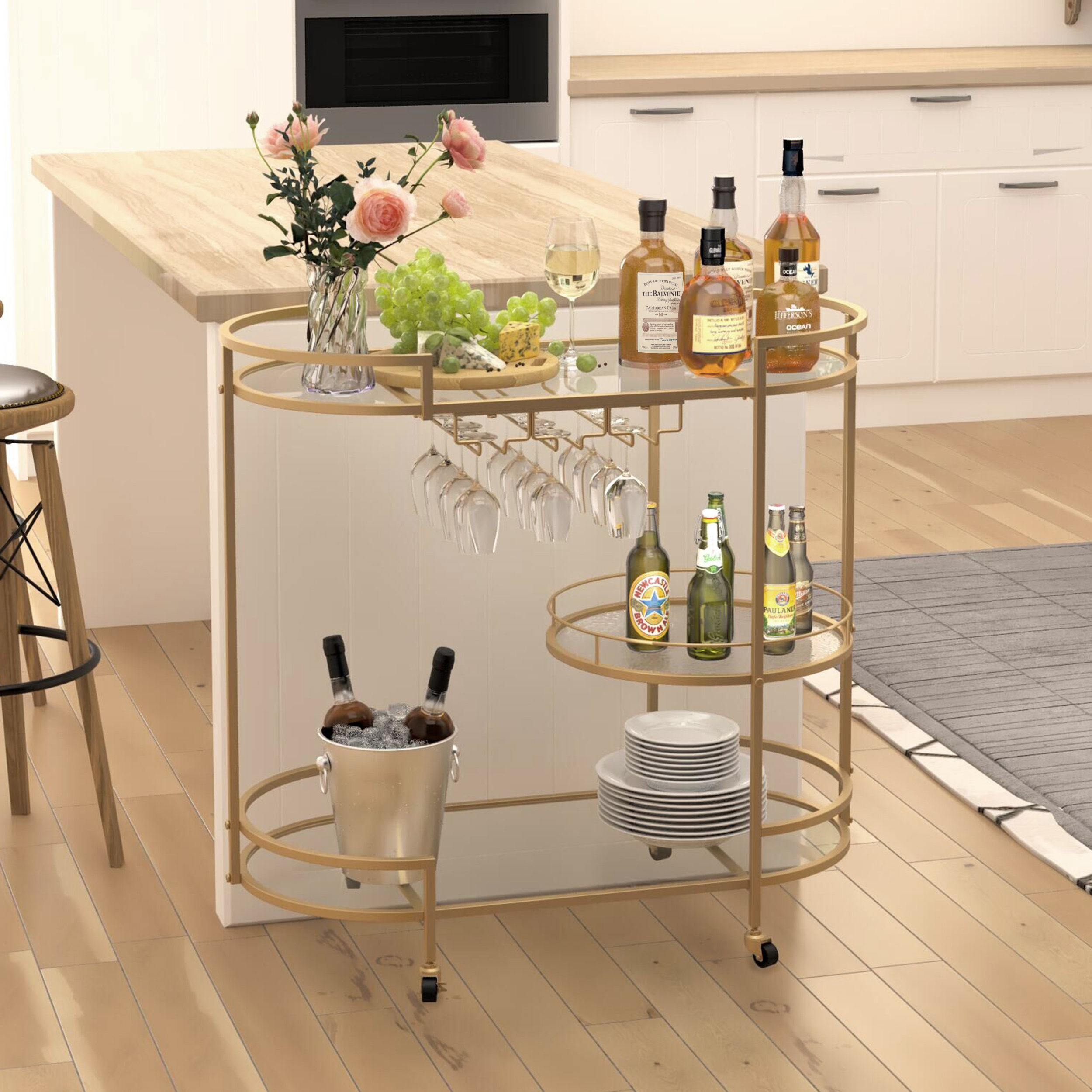 Mercer41 Gold Metal Bar Cart - Wayfair Canada
