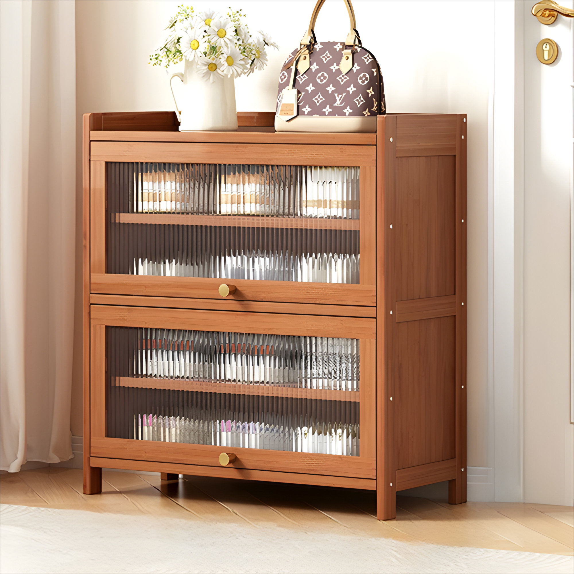 Hokku Designs Large Capacity Entry Door Bamboo Shoe Cabinet For ...