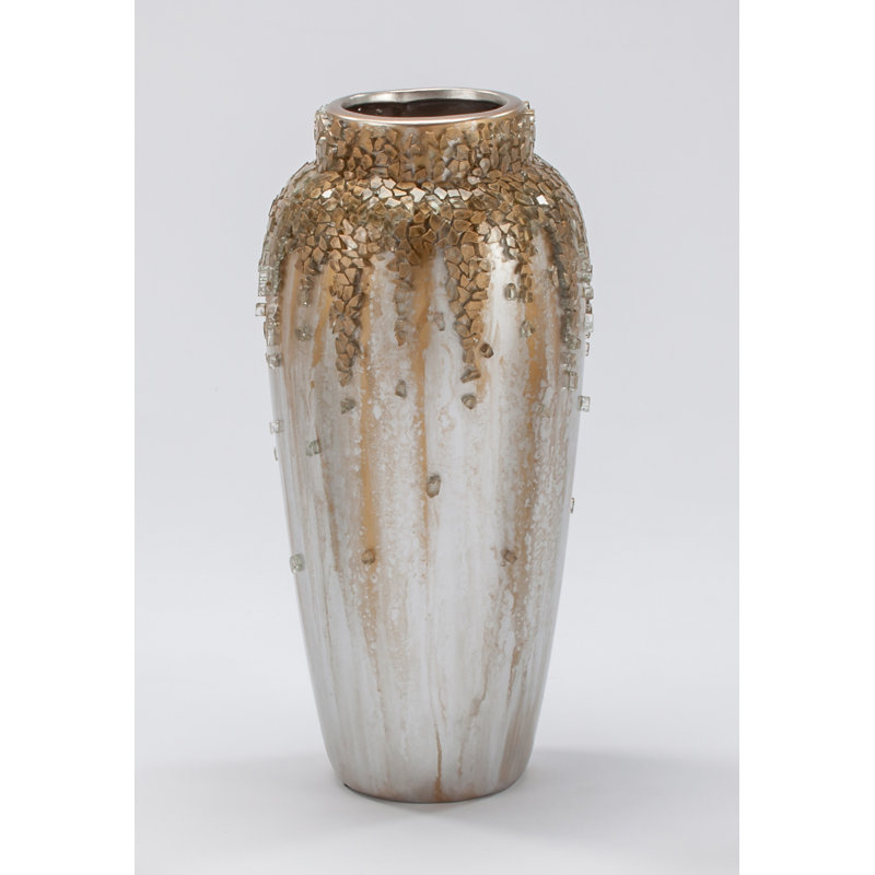 Artmax Metallic Old Silver/Copper 17" Porcelain China Table Vase | Wayfair