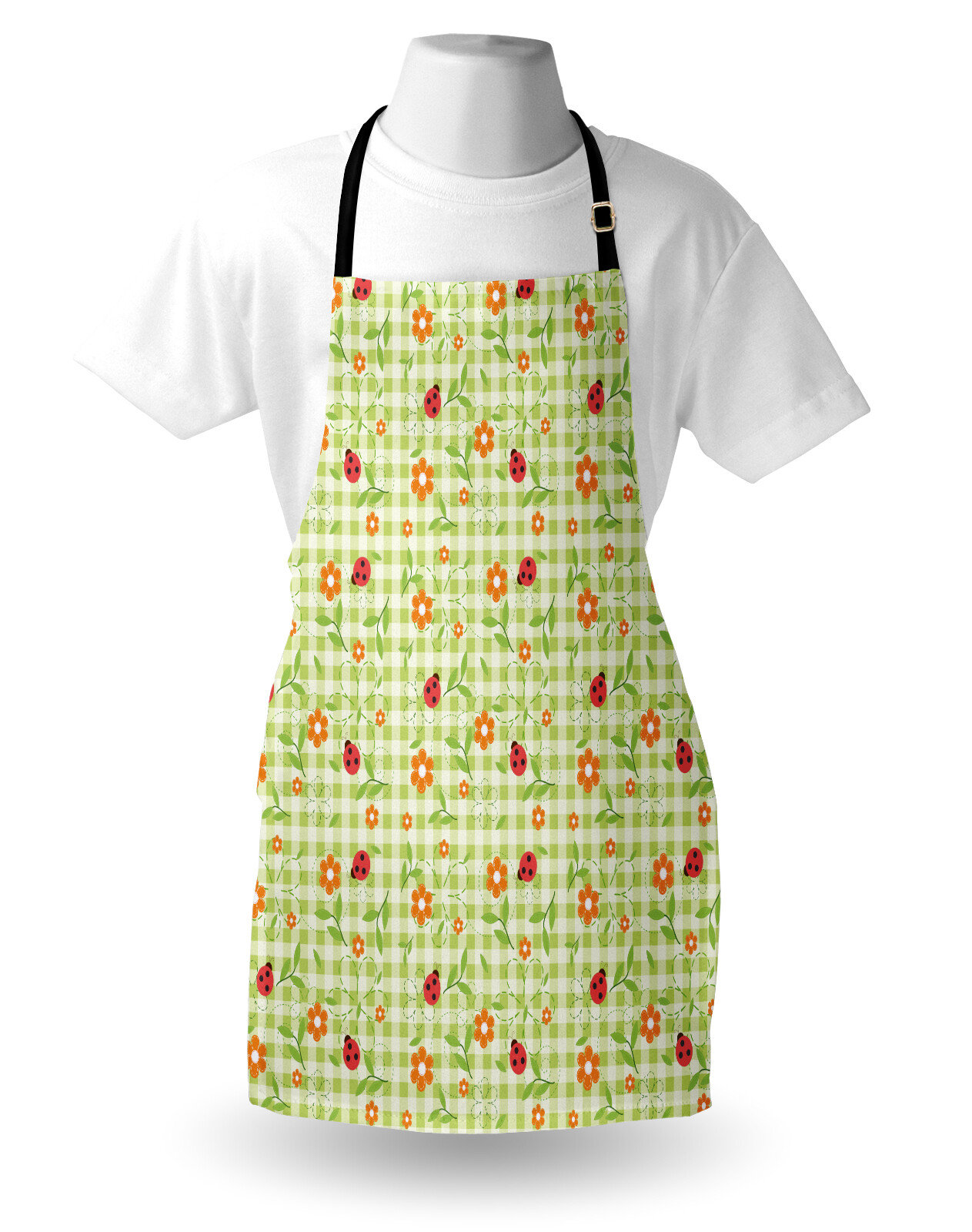 East Urban Home Summer Apron Unisex, Ladybugs Flowers Leaves, Adult ...