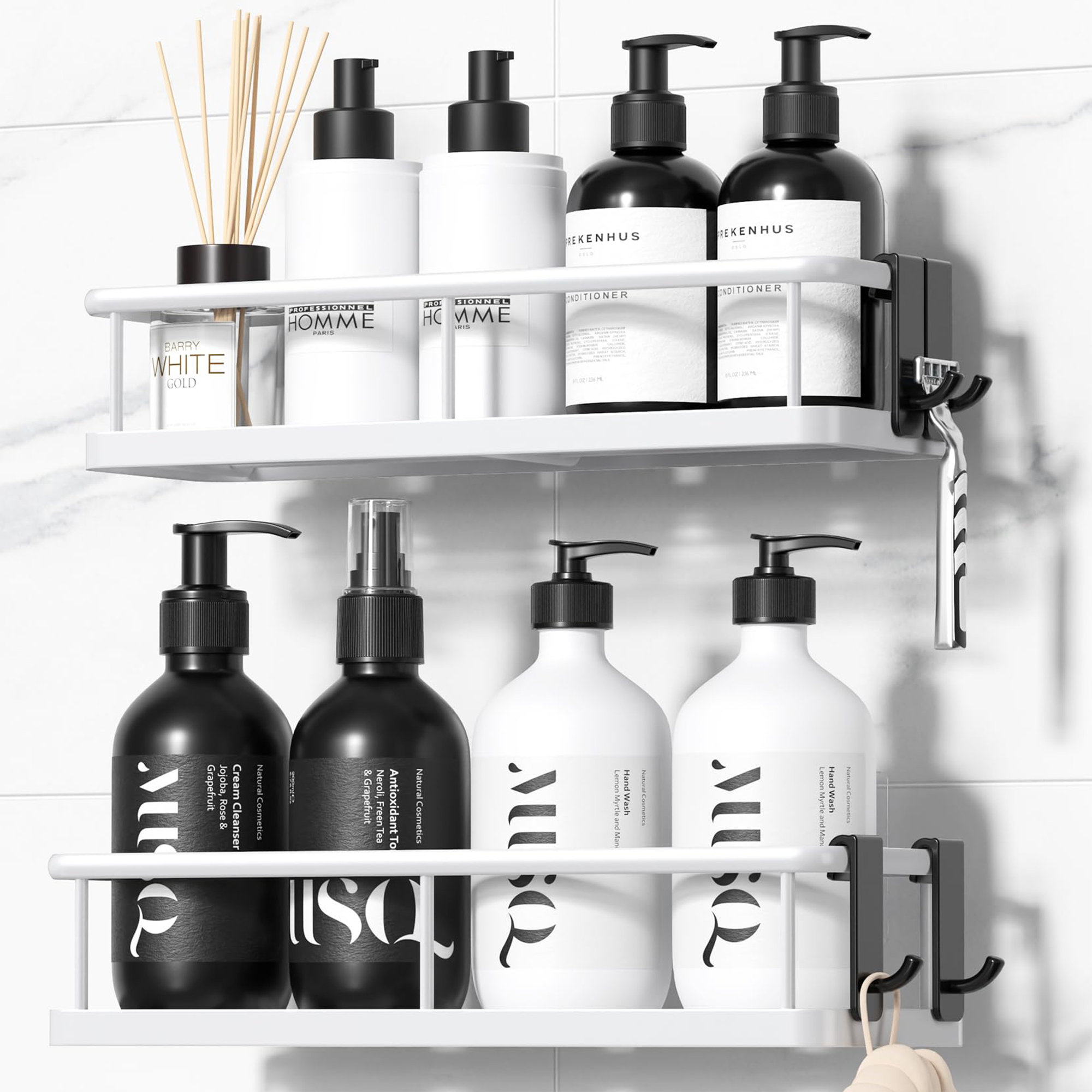 Rebrilliant 2 Pack Shower Caddy Adhesive No Drill Rust Proof | Wayfair