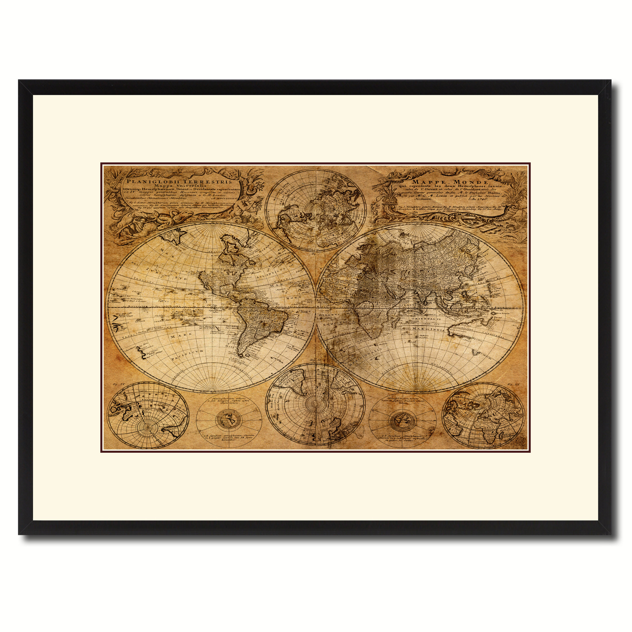 Breakwater Bay World Vintage Old Map Print On Canvas With Picture Frame ...