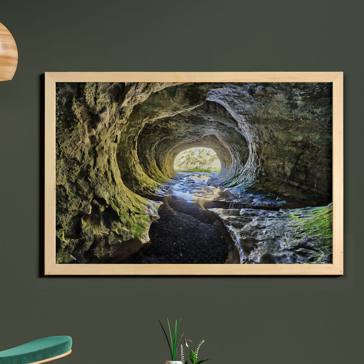 East Urban Home Natural Cave Wall Art With Frame, Buried Den Eroded ...