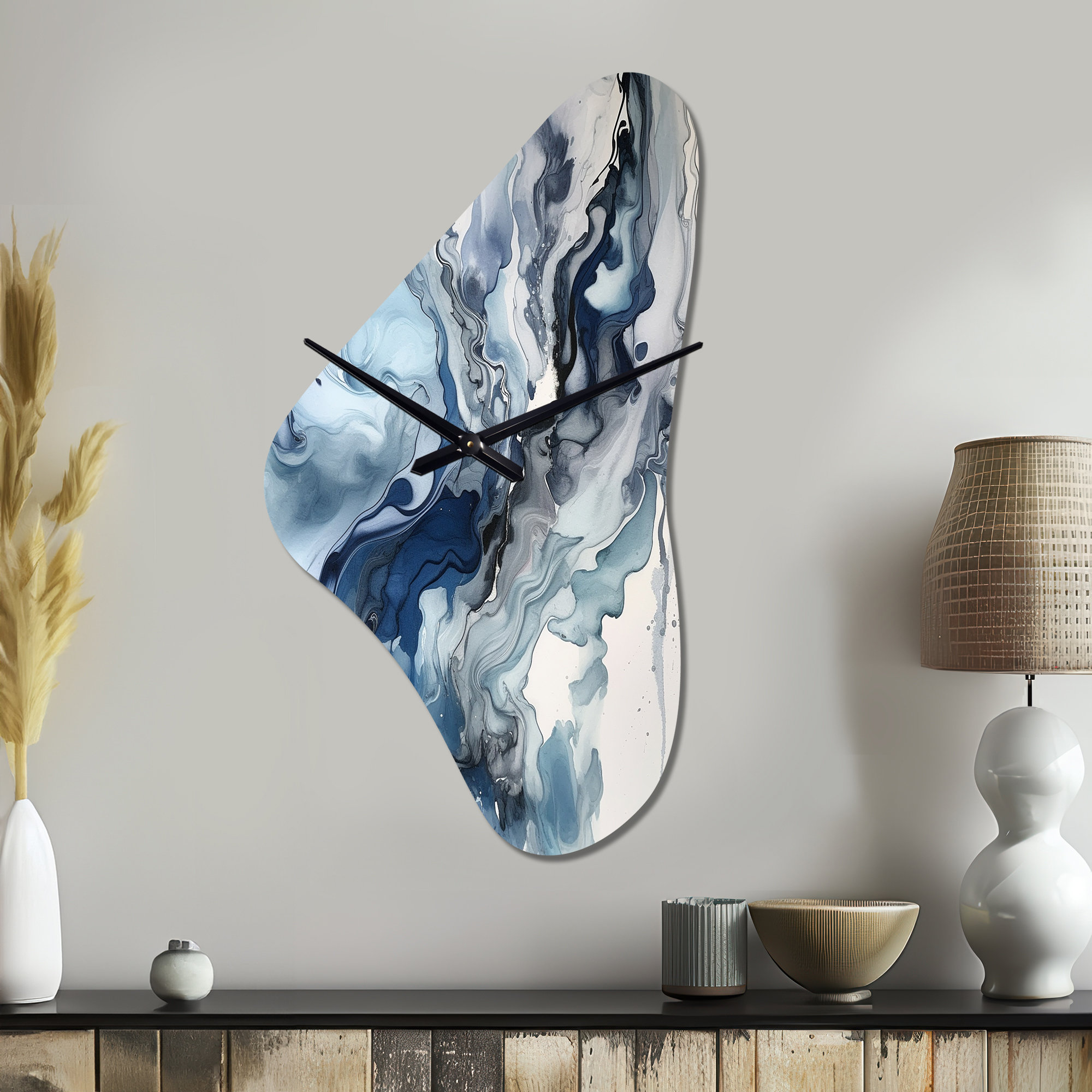 Design Art Blue and Grey Ethereal Elixir II - Asymmetrical Abstract ...