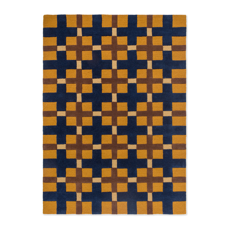 Brink & Campman Rectangle Plaid Hand Tufted Wool Area Rug in Orange ...