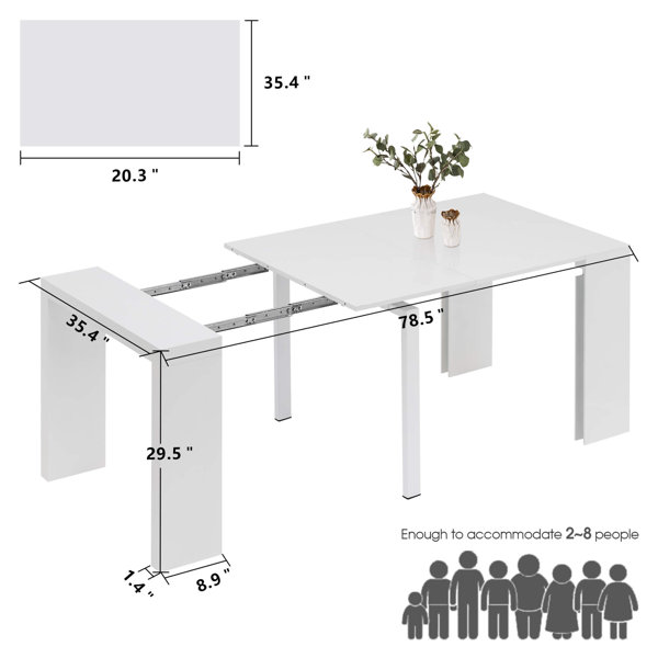 Ivy Bronx Rectangular 79'' L x 35'' W Expandable Dining Table with Leaf ...