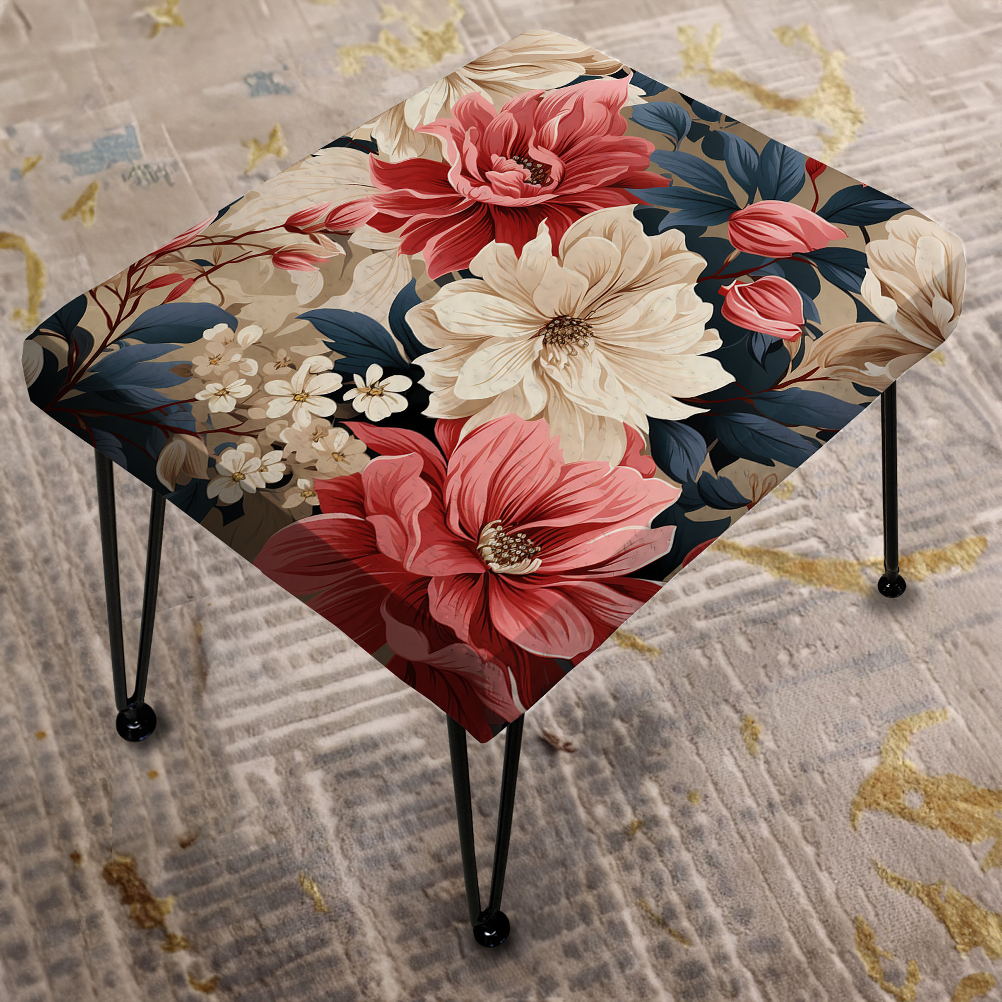 Design Art Beige Pink Rustic Whispers - Cottage Rectangle Ottoman | Wayfair