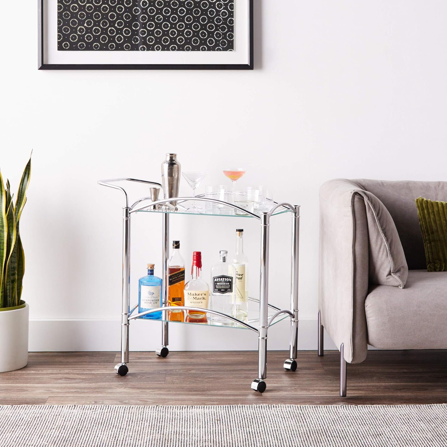 Ivy Bronx Coaster Chrome Serving Cart With Mirrored Glass Shelves ...