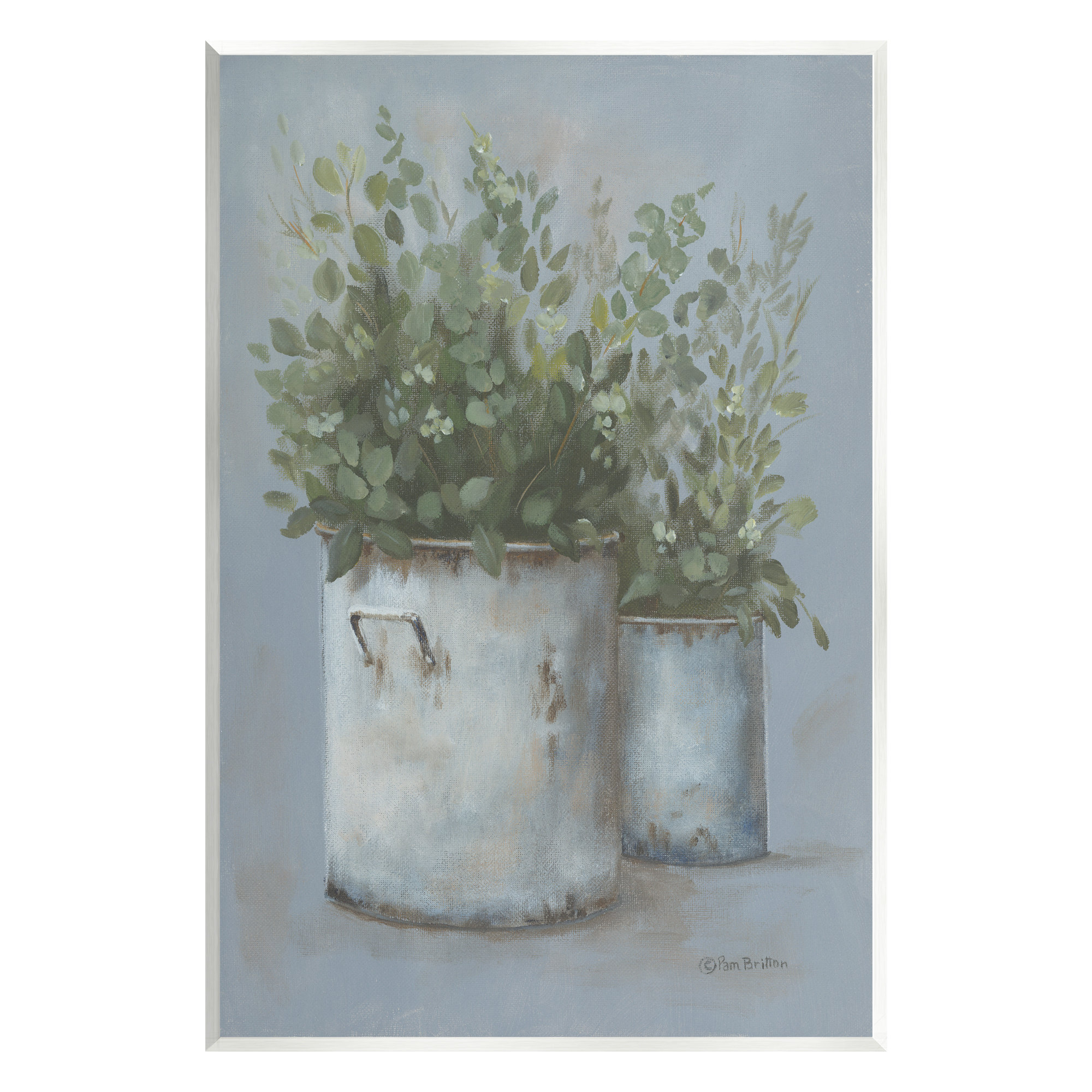 Stupell Industries Rustic Country Potted Plants Floater Canvas Wall Art ...