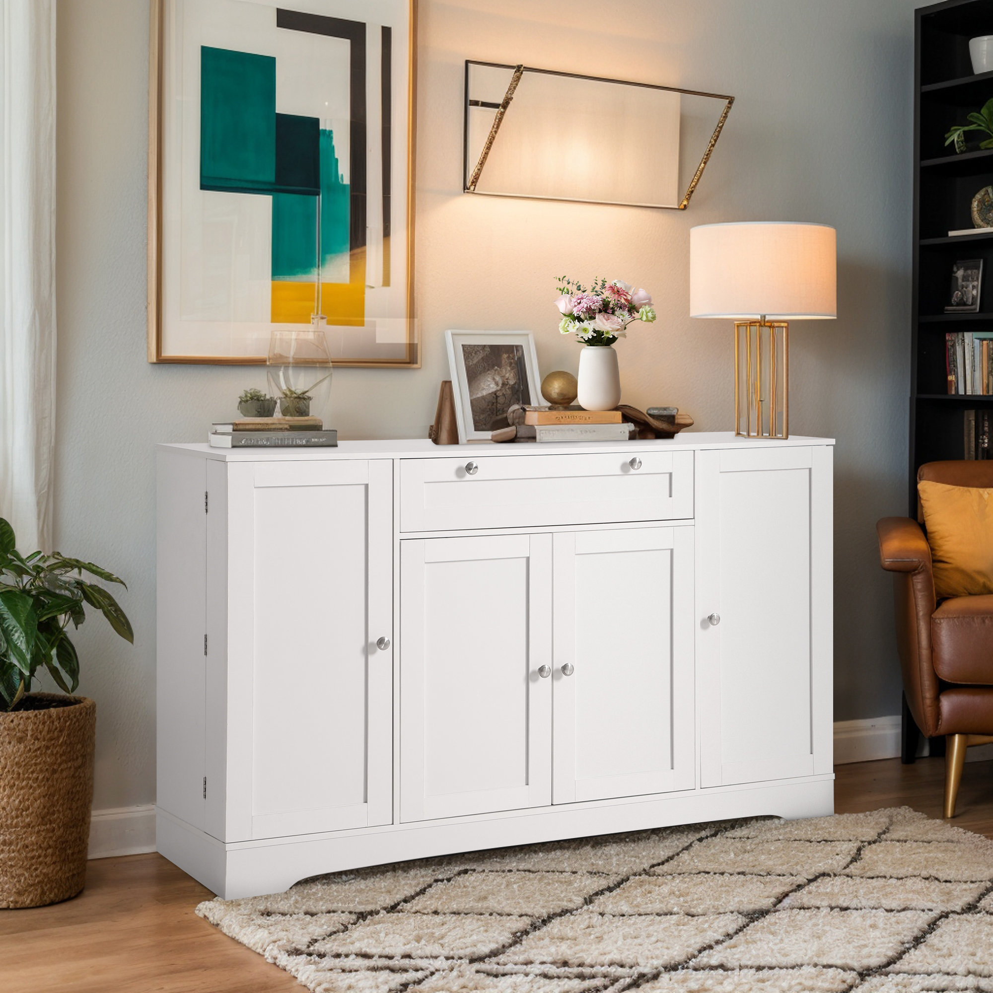 Winston Porter 54" Modern Buffet Cabinet with Storage,Wood Sideboard ...