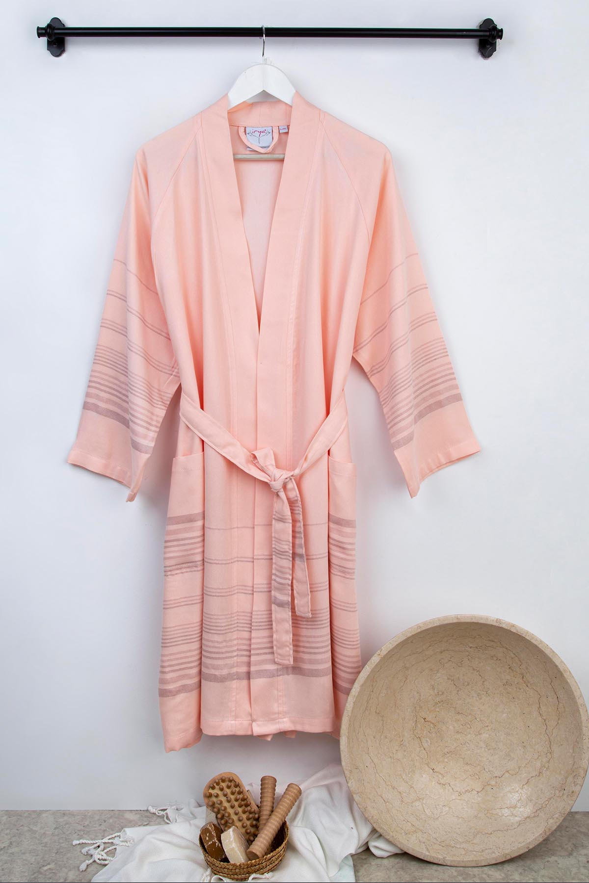 East Urban Home Leong 100% Cotton Above Knee Bathrobe with Pockets ...