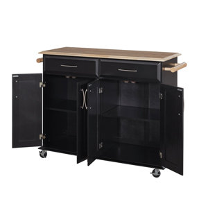Charlton Home® Hamilton Kitchen Cart with Solid Wood Top & Reviews ...