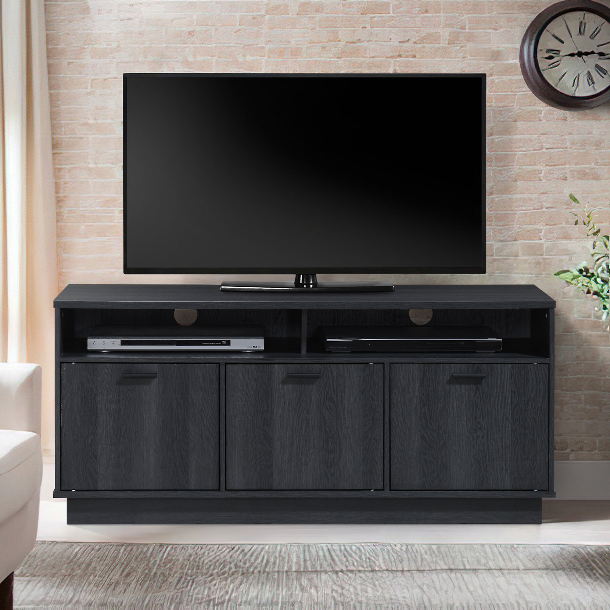 Ebern Designs 47.24 In. Wood TV Stand With 3 Storage Cabinets Fits TV's ...