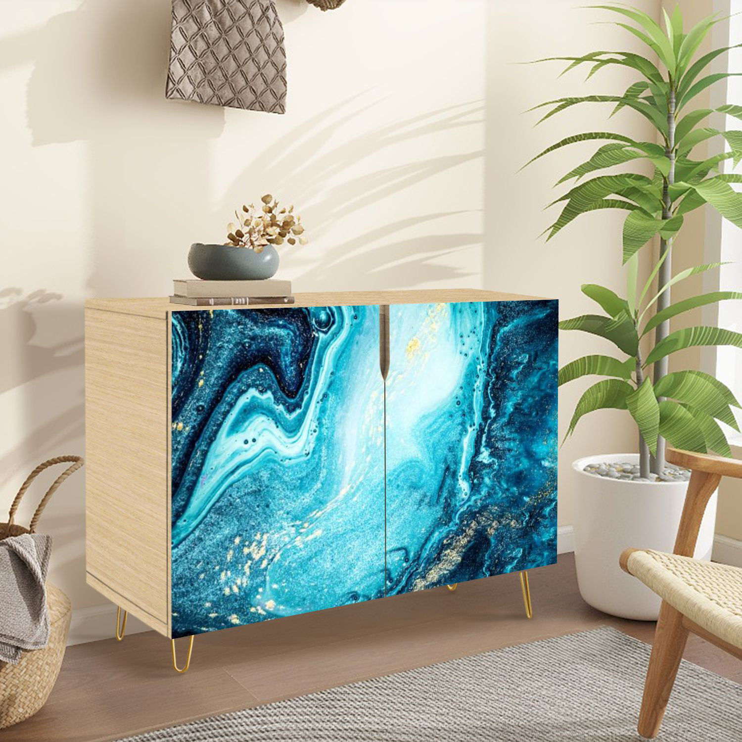 Mercer41 Sideboard Buffet Cabinet with Storage SAPPHIRE colors Abstract ...