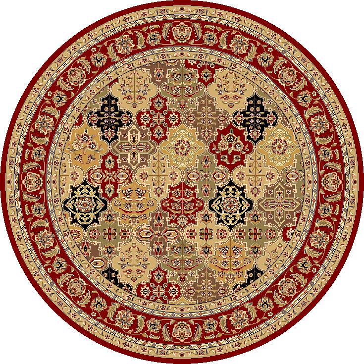 KAS Rugs Round: 7'7" - Cambridge Red Kashan Panel Rug | Wayfair