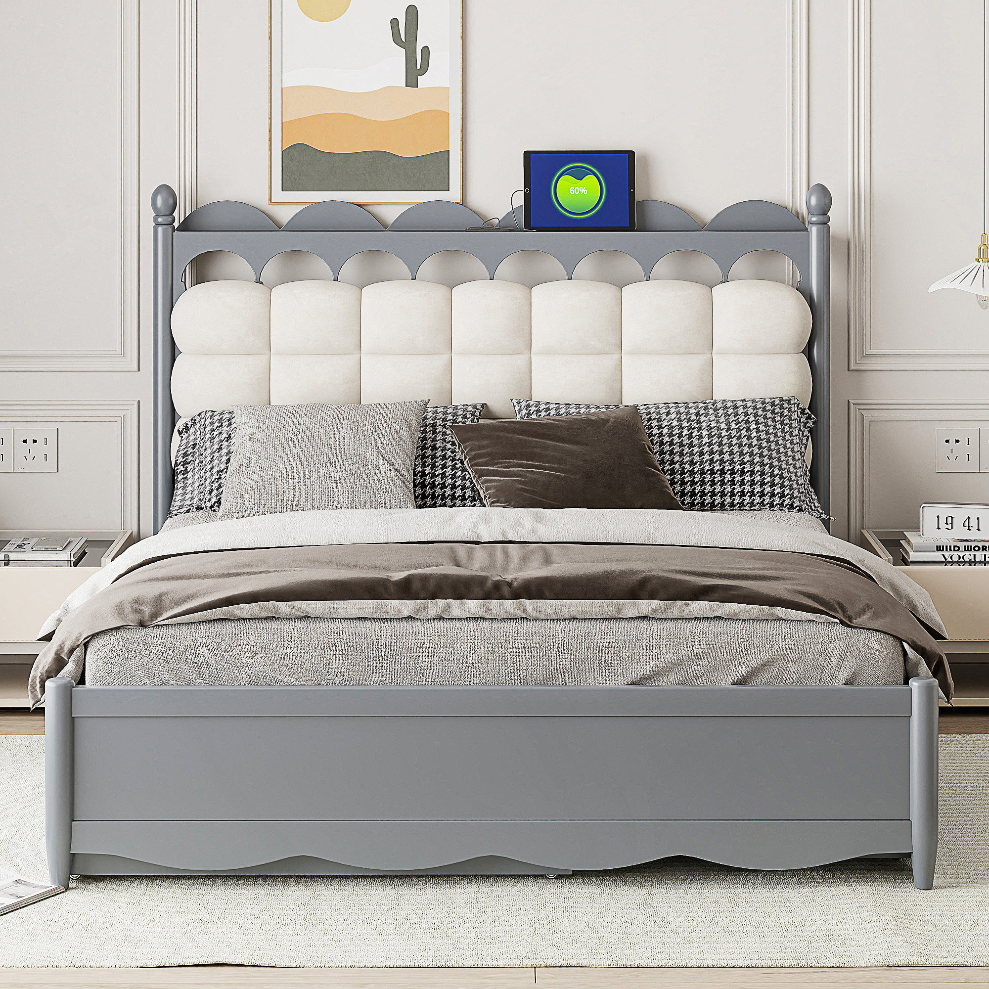 Red Barrel Studio® Queen Size Wooden Storage Platform Bed, With 2 Big ...