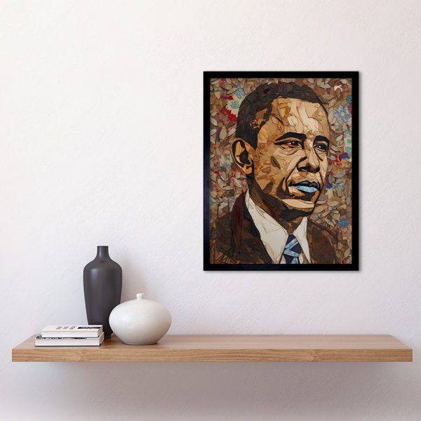 Marlow Home Co. Barack Obama Collage Art Portrait Art Print Framed ...