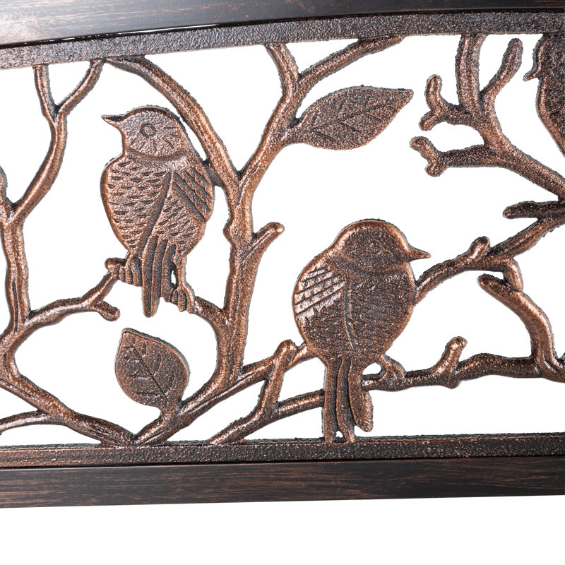 Trinx Ico Bird Friends Garden Metal Bench | Wayfair