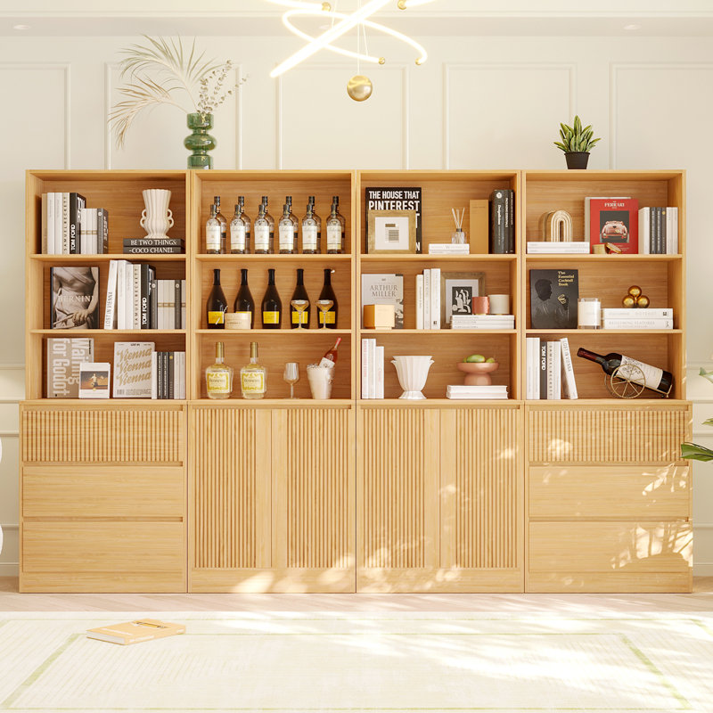 Latitude Run® 71" H X 94.5" W Bookcase Cabinet With Open Shelves ...