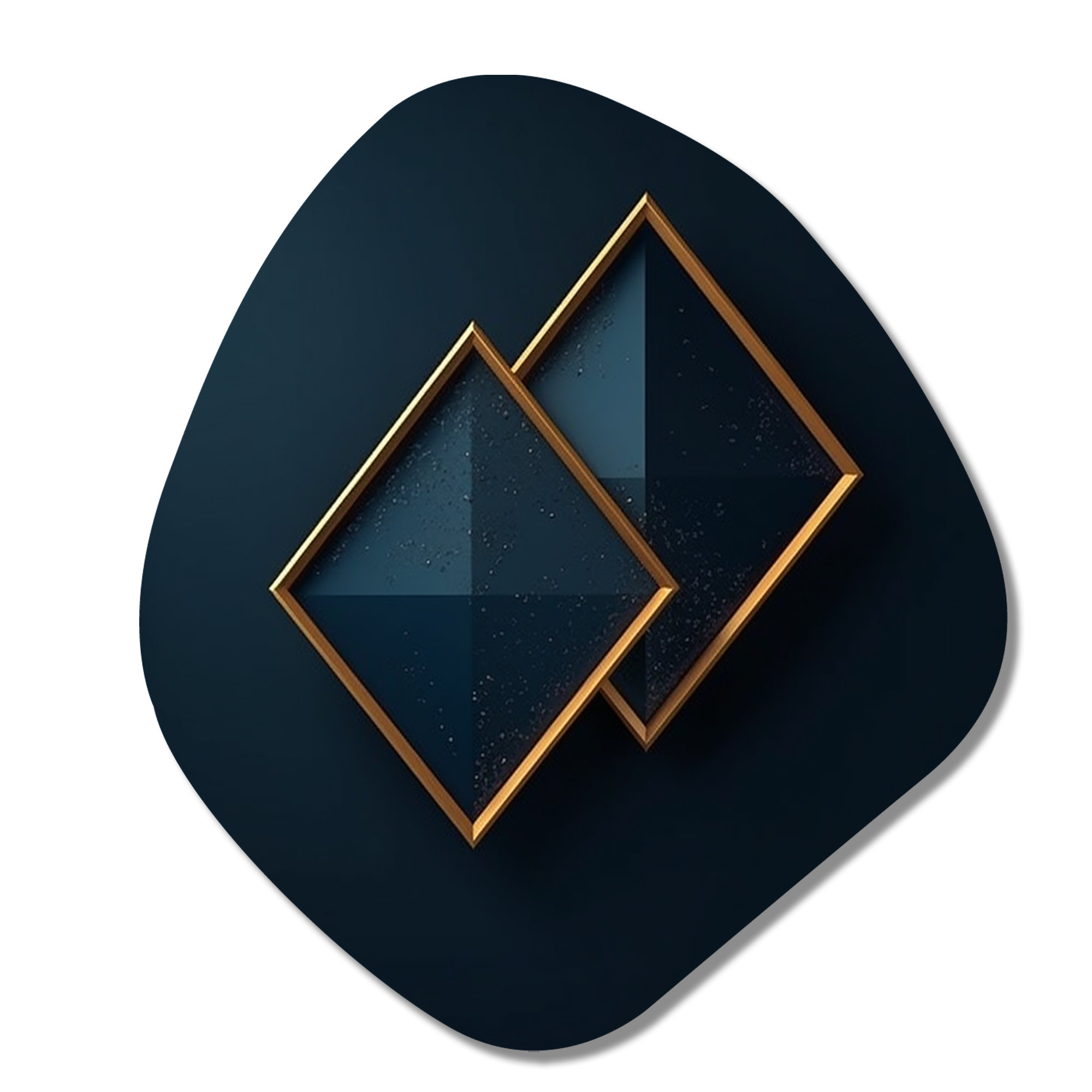 Design Art Rhombus In Deep Blue And Gold Abstract I - Modern Geometric ...