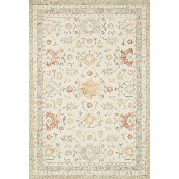 One Allium Way® Mcclelland Hand Hooked Wool Floral Rug & Reviews | Wayfair