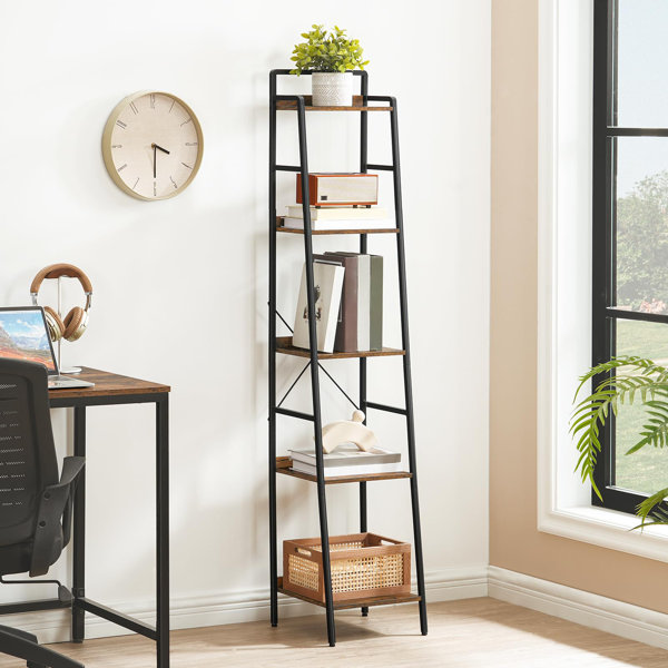 Williston Forge 5-Tier Bookshelf With Metal Frame, Tall Storage Shelf ...