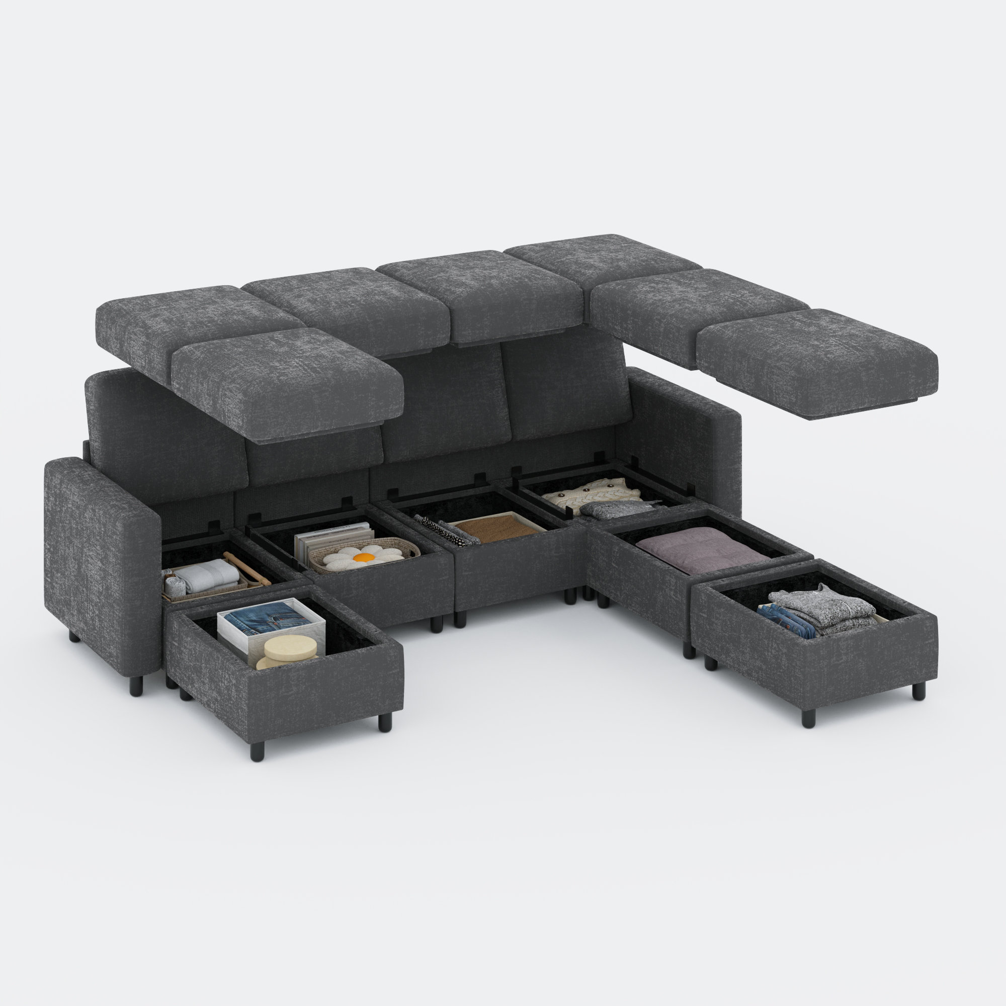 Latitude Run® 7 - Piece Modular Sectional Couch With Seat Storage ...