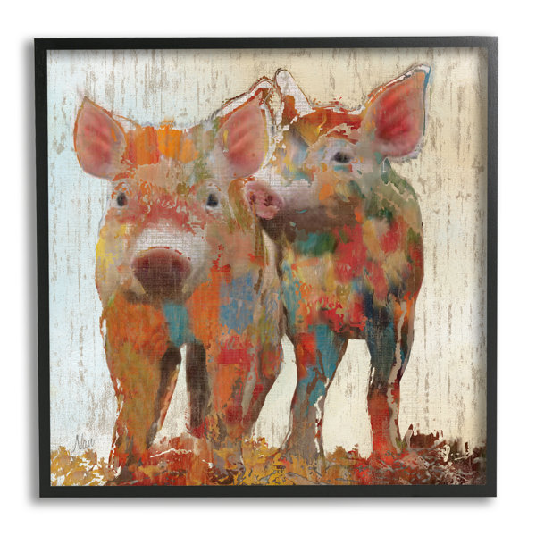 Stupell Industries " Rustic Farm Pigs Abstract Contemporary Patchwork ...