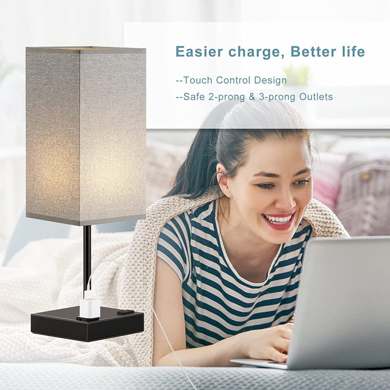 Wrought Studio™ Damontray Metal USB Table Lamp | Wayfair