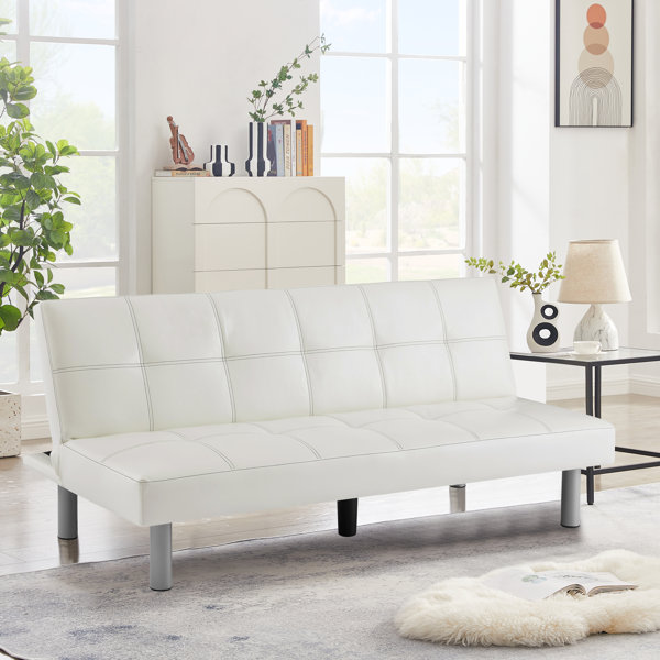 Ebern Designs Falite 66.92'' Faux Leather Convertible Sofa | Wayfair