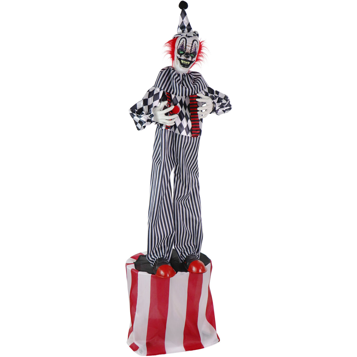 Haunted Hill Farm Talking Clown on a Stage, Halloween Animatronic with ...