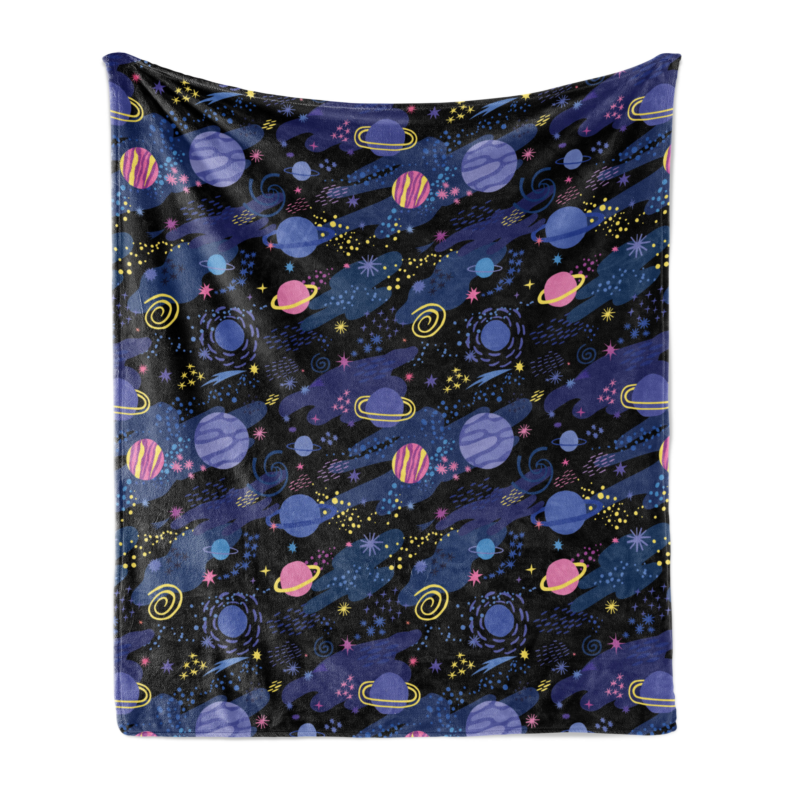 Ambesonne Galaxy Fleece Throw Blanket Outer Space Planets Cosmic Dark ...