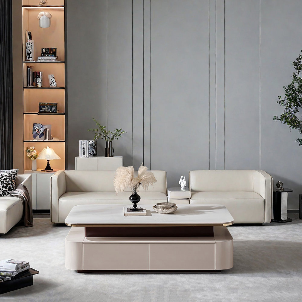 Everly Quinn Luxury-modern granite countertop coffee table | Wayfair