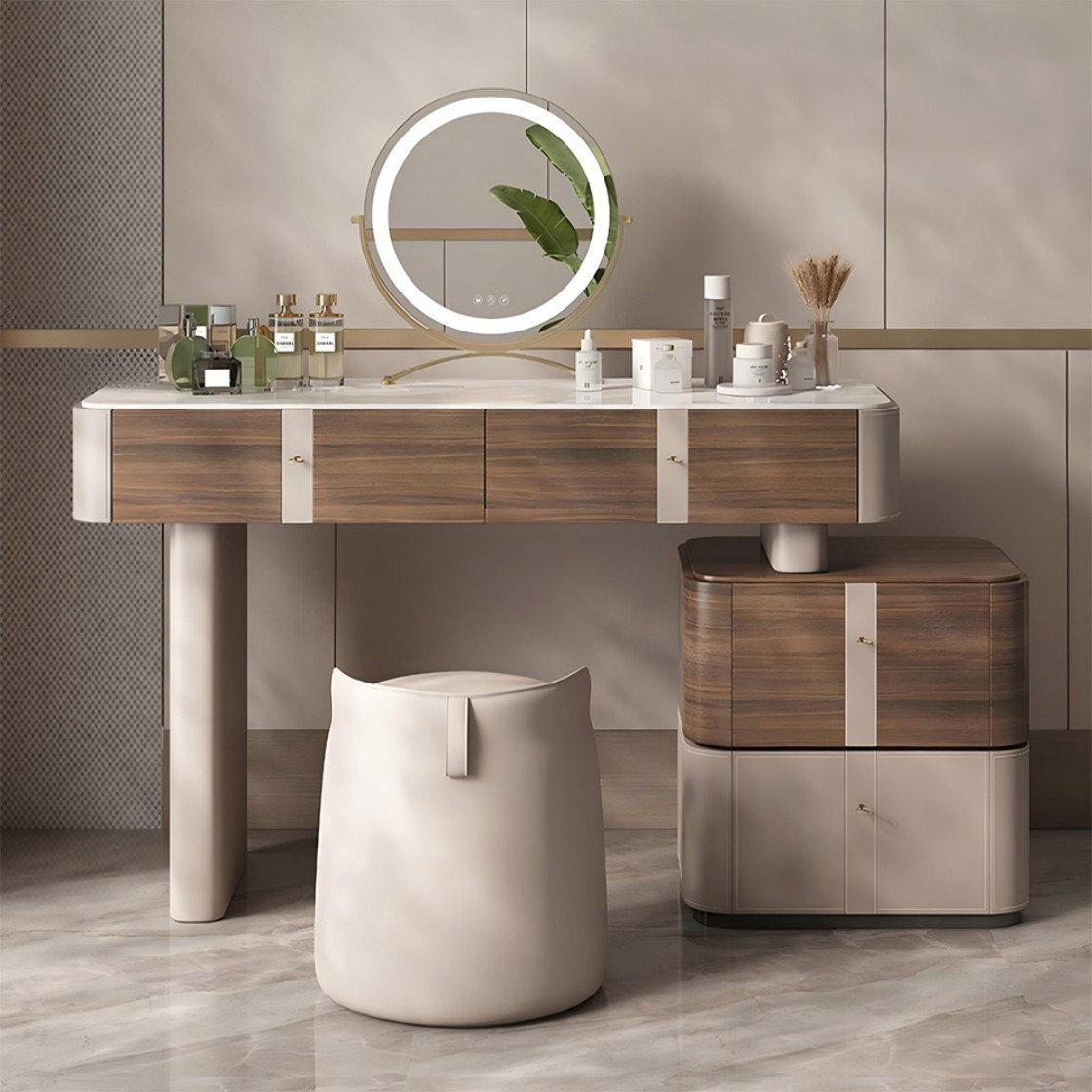 Wrought Studio™ Makeup Vanity with Light mirror,4 drawers,Power Outlet ...