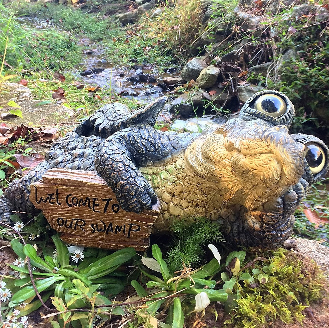 HomeStyles Whimsical "Welcome to Our Swamp" Sign Gator the Alligator ...