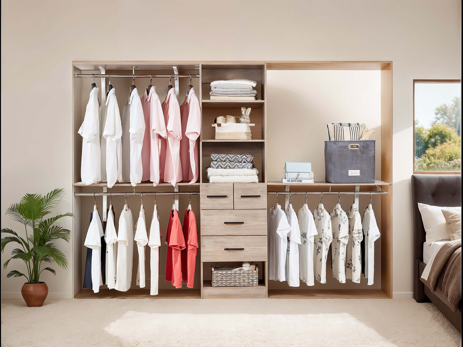 Rebrilliant Nataija 48"-96" Closet System, Walk In Closet Organizer ...