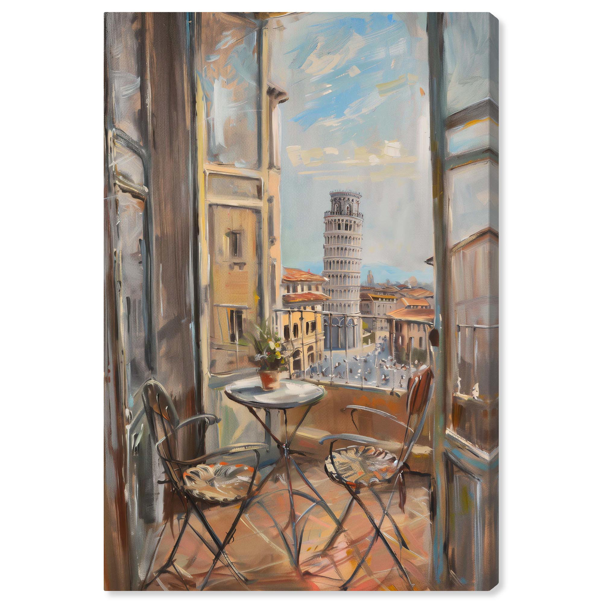 Art Remedy Vintage Paintings Canvas Balcony View of Italy | Wayfair