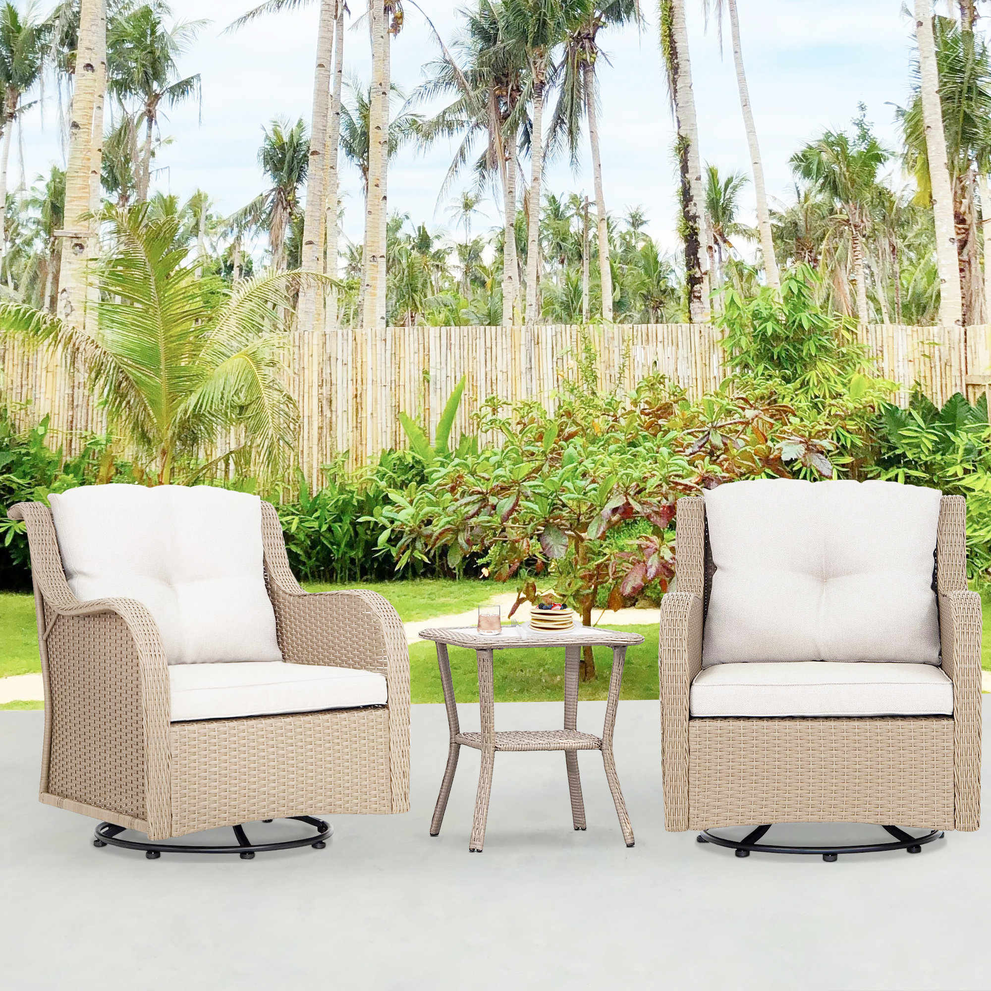 Red Barrel Studio® Outdoor Furniture Sets - 3 Pieces Patio Swivel ...