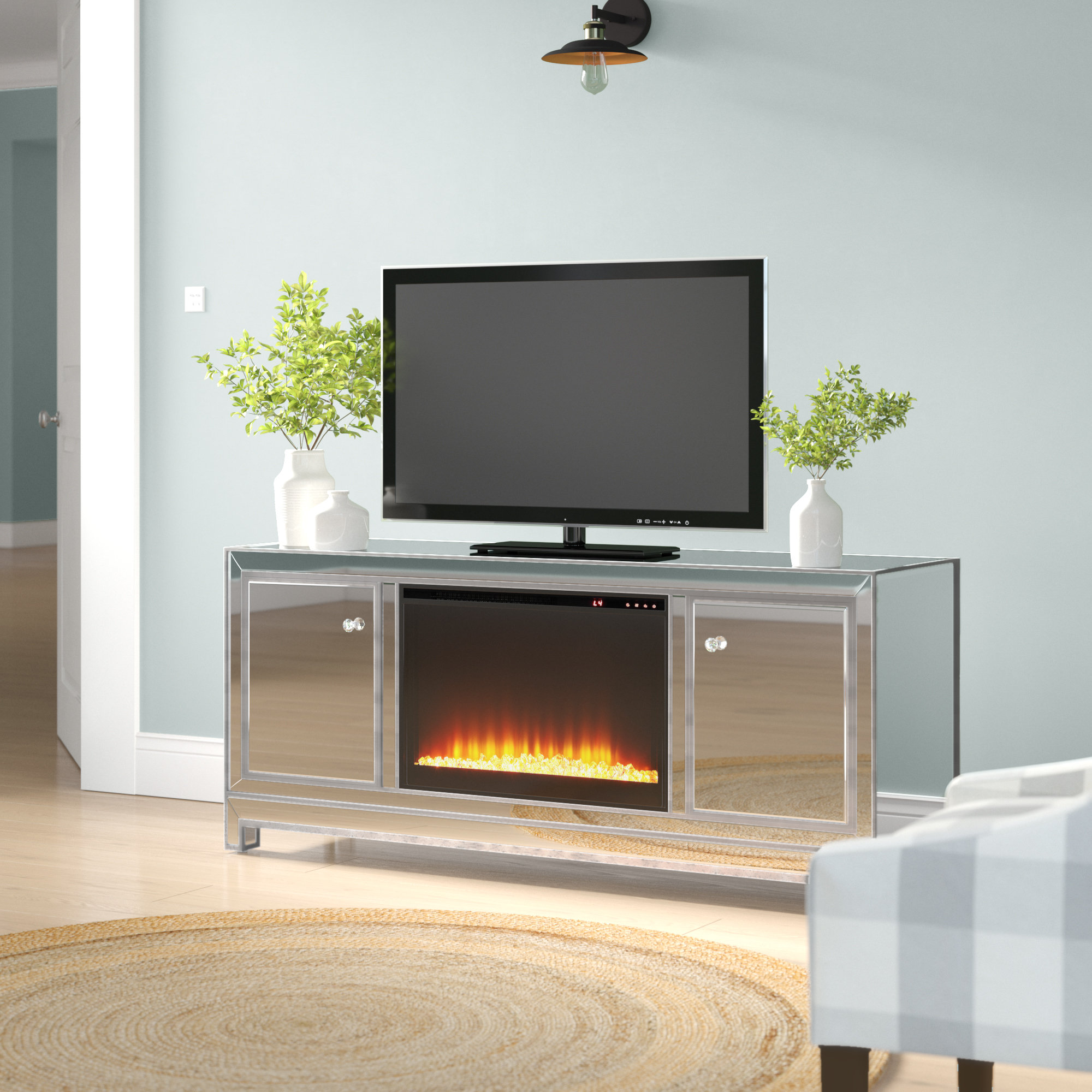 Everly Quinn TV Stand for TVs up to 70" with Electric Fireplace ...