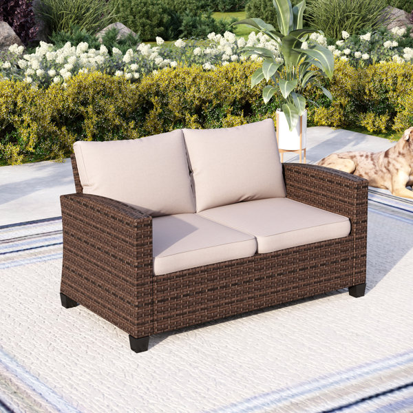 Lark Manor Argyri Stylish Wicker Outdoor Patio Loveseat & Reviews | Wayfair