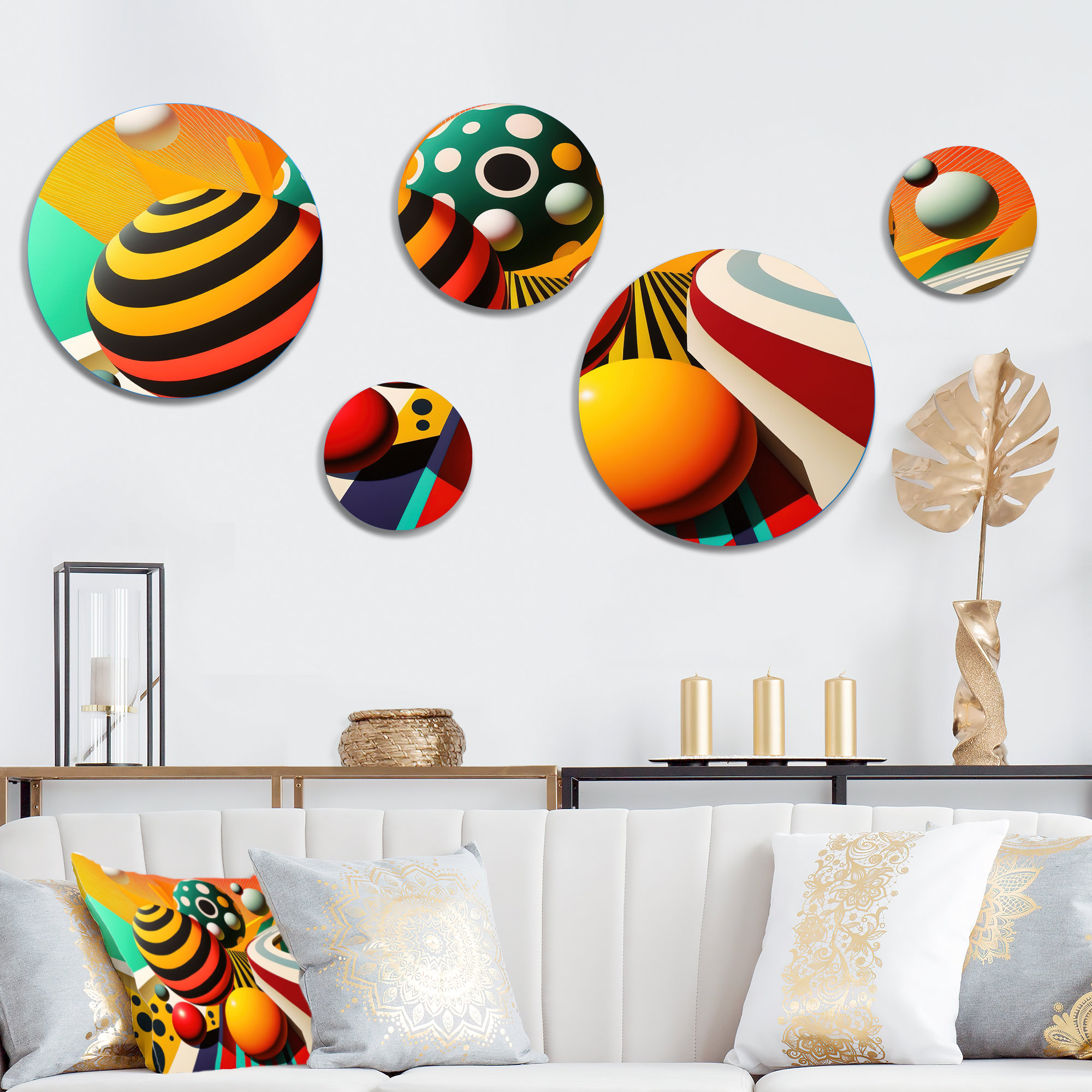 Design Art Pop Art Colourful Spheres I - Modern Geometric Metal Wall ...