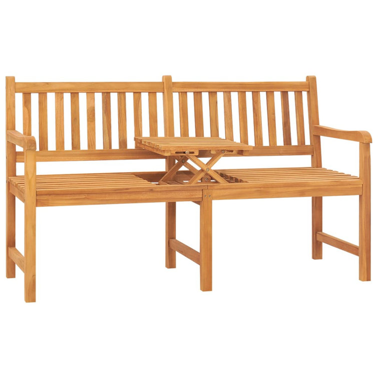 Lark Manor 3-Seater Garden Bench With Table Solid Teak Wood Outdoor ...