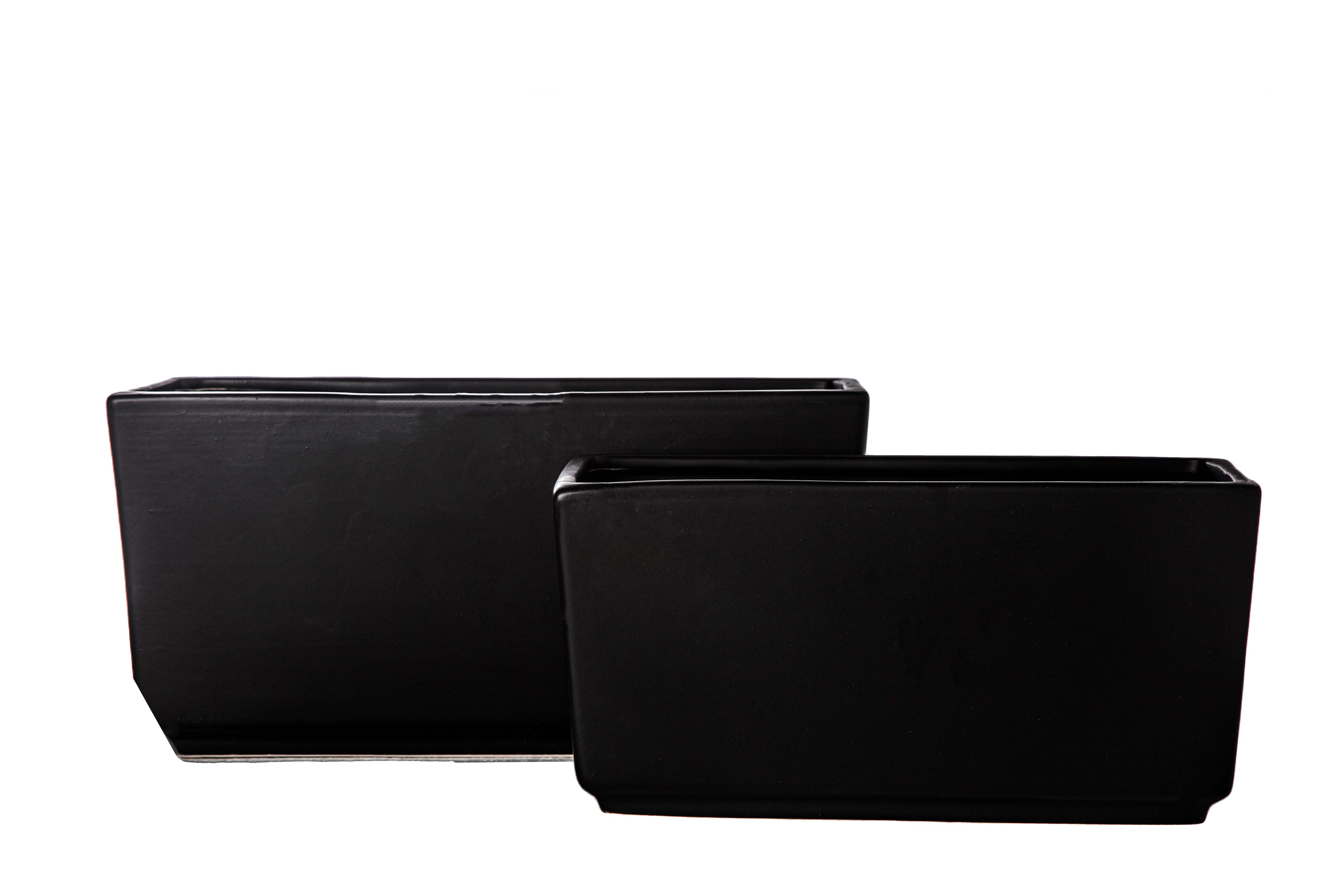 Ivy Bronx Ceramic Rectangle Pot Matte Finish Black | Wayfair