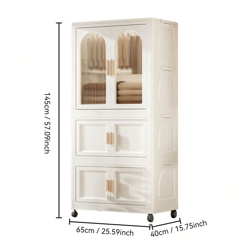 Ebern Designs Wide Folding Wardrobe With Door And Wheels | Wayfair