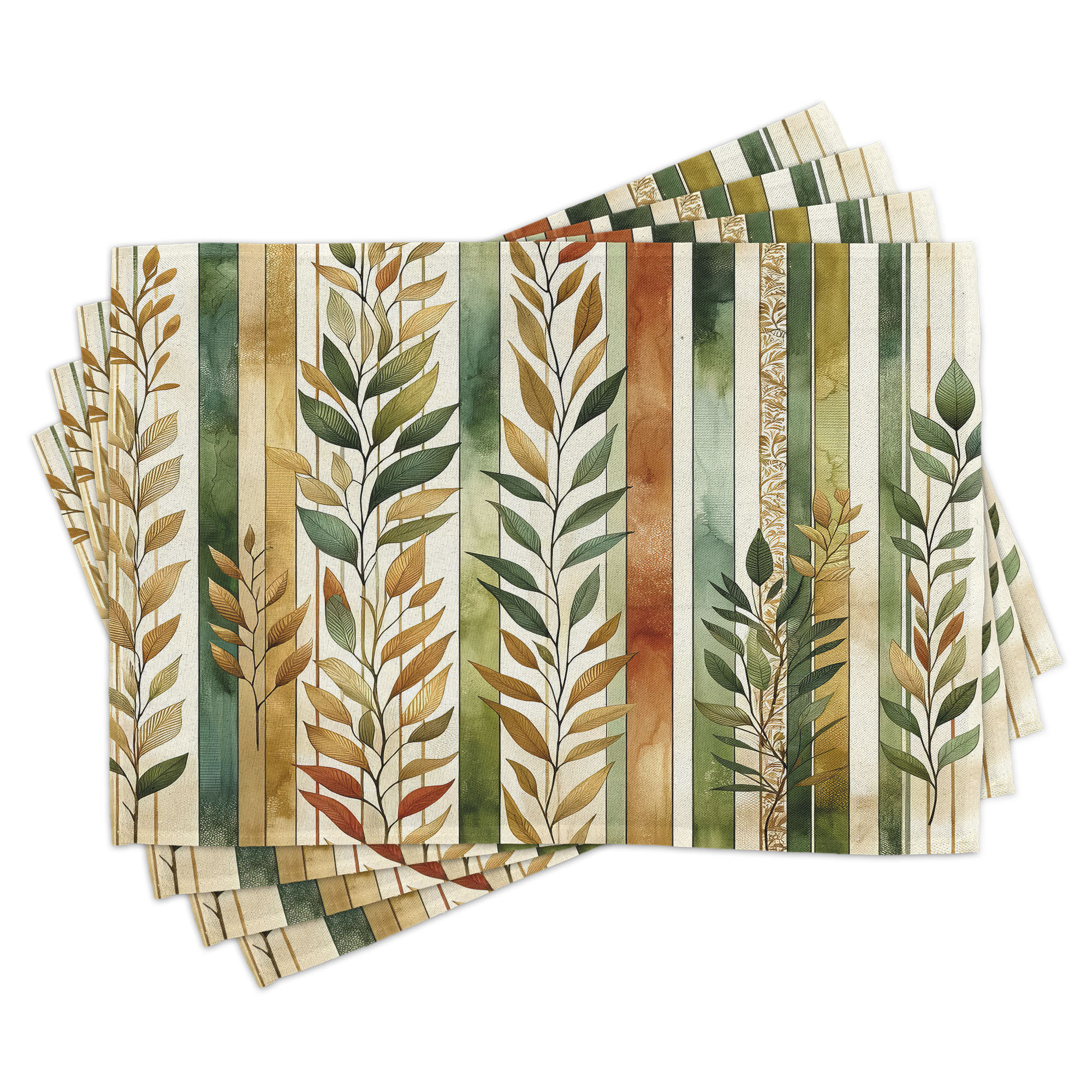 Ambesonne Striped Place Mats Set of 4 Modern Leafy Jungle Lines ...