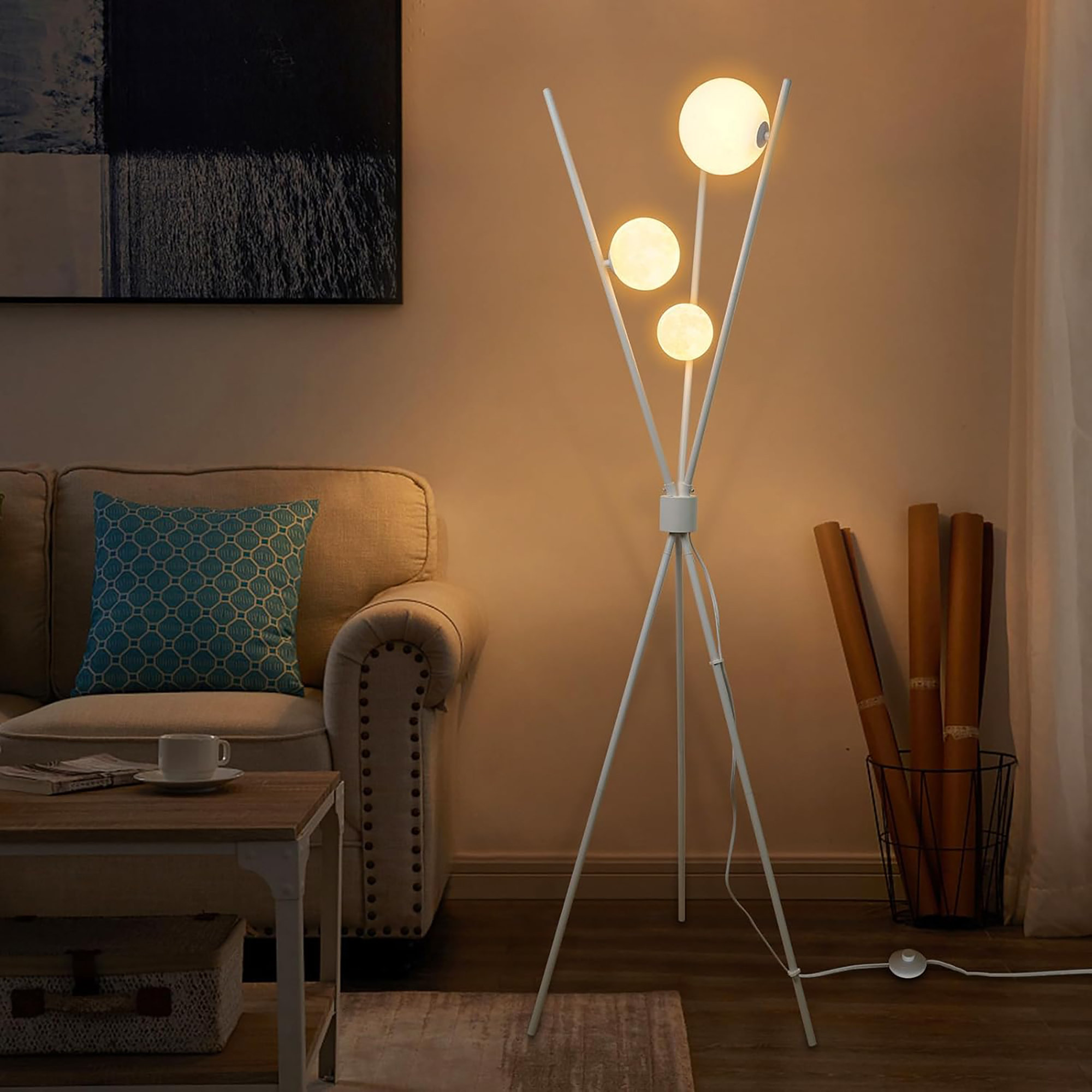 AirPartyPros 3D Printed Tall Standing Lamp - Modern Moon Floor Lamp ...