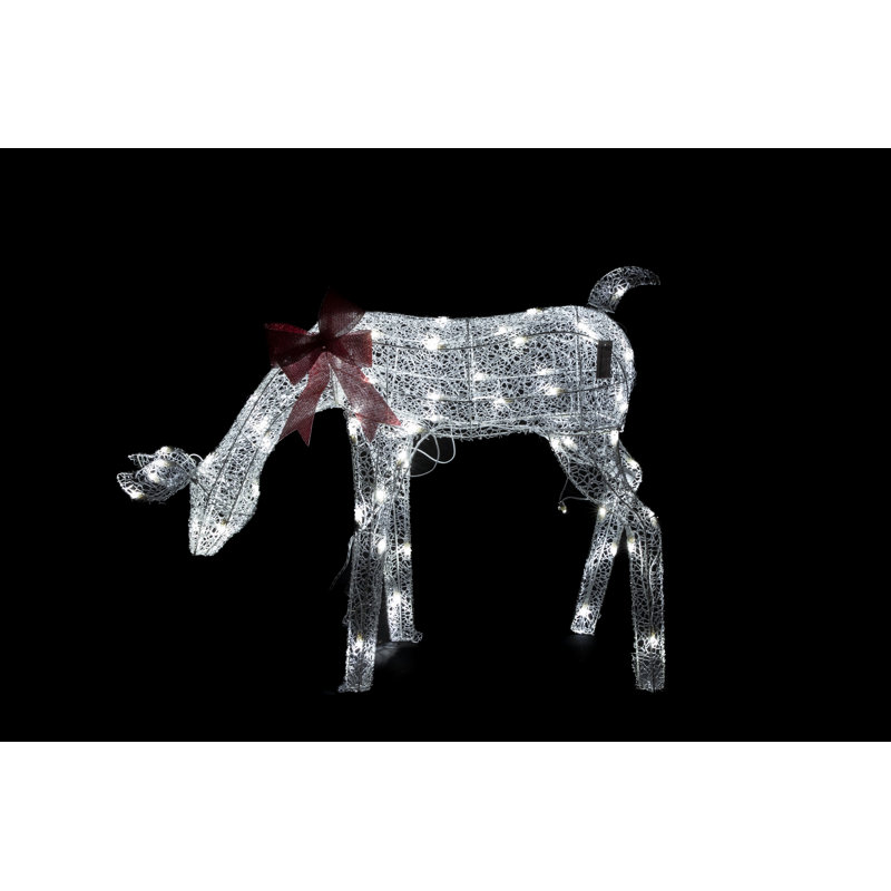 The Holiday Aisle® Elegant Woven Glitter Morphing LED Feeding Doe Deer ...