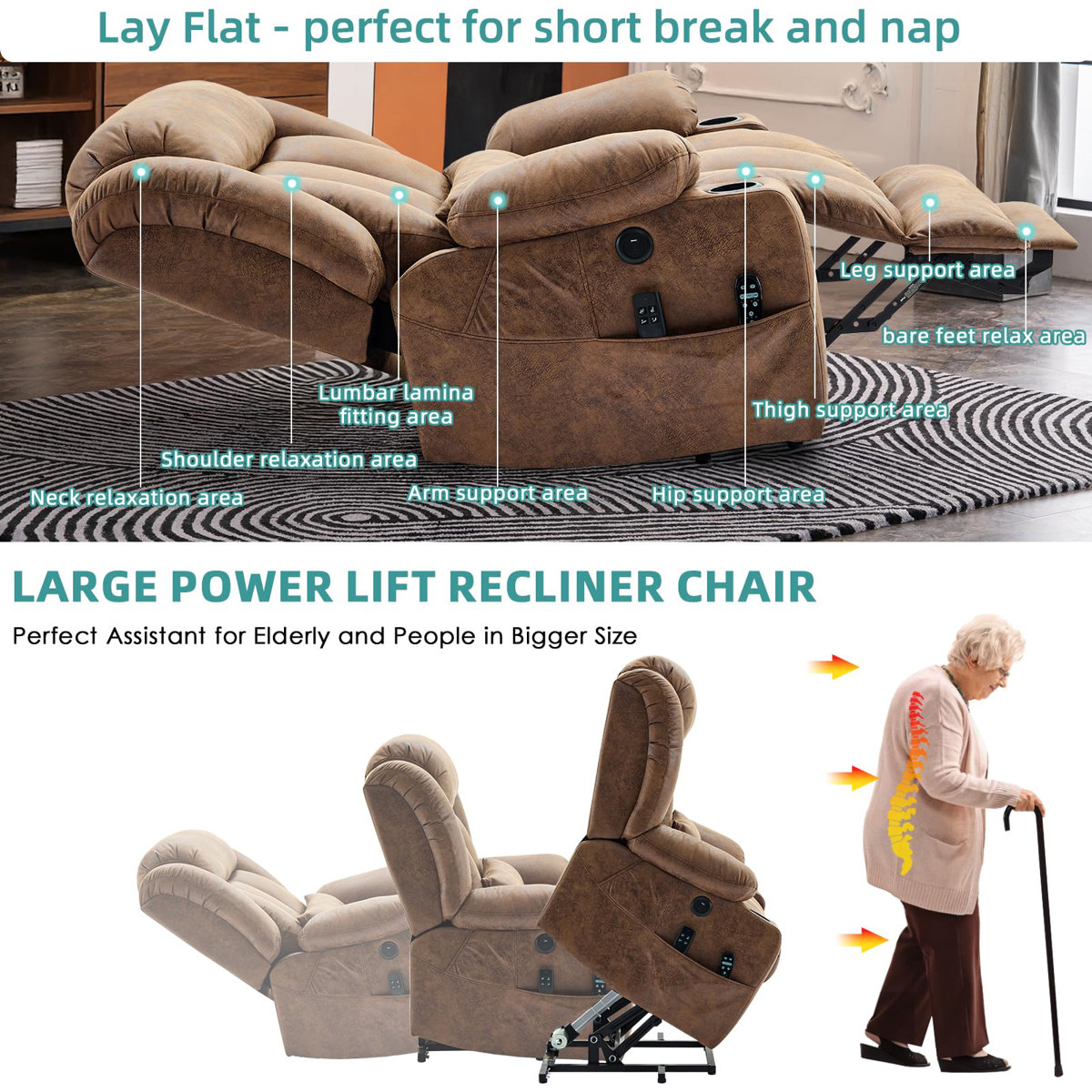 Latitude Run® Latitude Run Oversized Dual Motor Lay Flat Power Lift ...